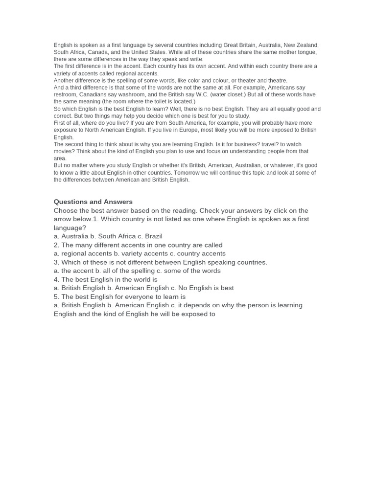 Lucas Álvarez Prada - UNIT 2 English in The World - Reading Task | PDF ...