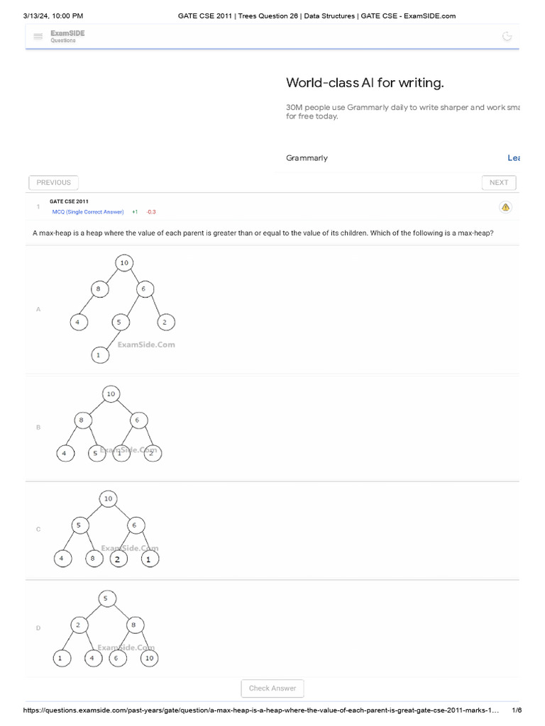GATE CSE 2011 - Trees Question 26 - Data Structures - GATE CSE | PDF