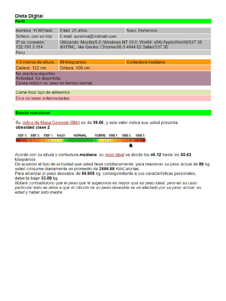 Como realizar un plan dietetico | PDF