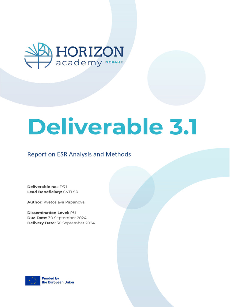 ESR Analysis Methods Report D3.1 | PDF | Methodology | Performance ...