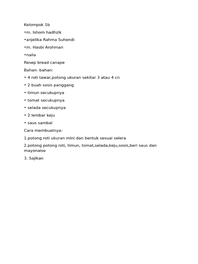 Bread Canape | PDF | Memasak, Makanan, & Anggur | Griya & Taman