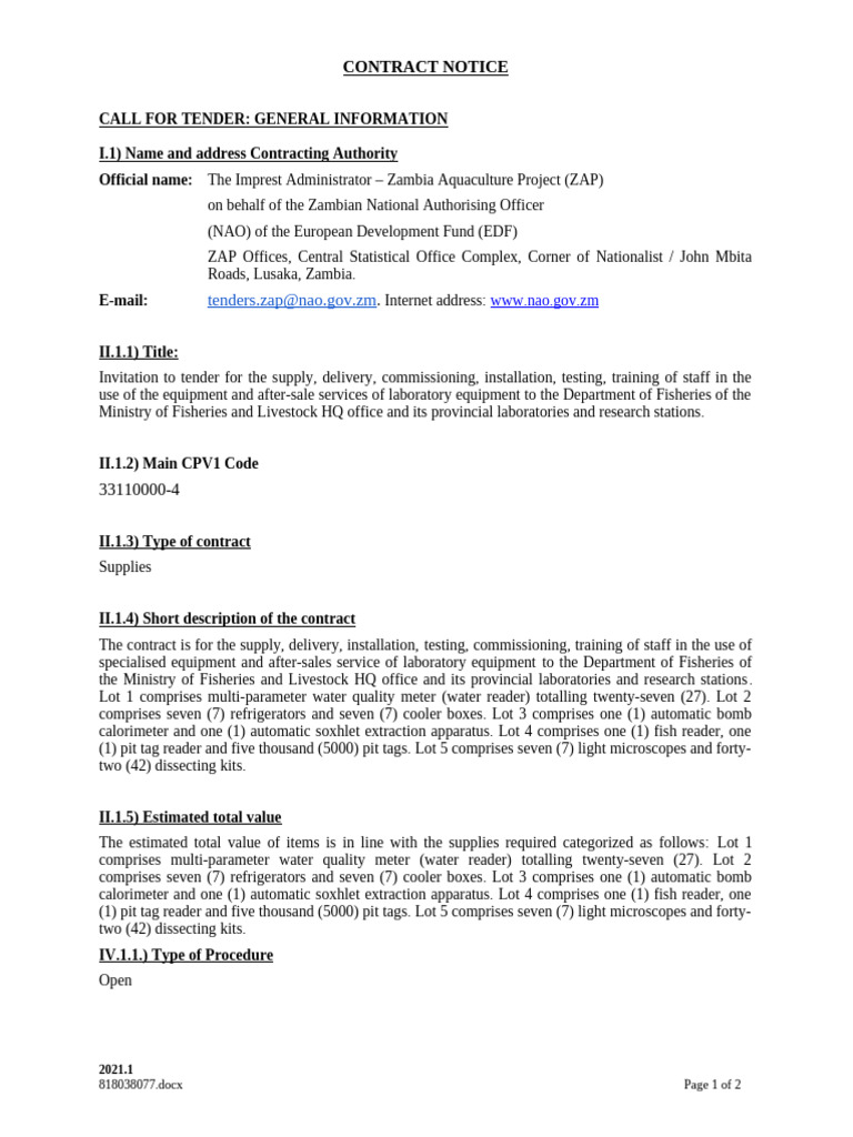 A5e Contract Notice - EUD | PDF | Laboratories