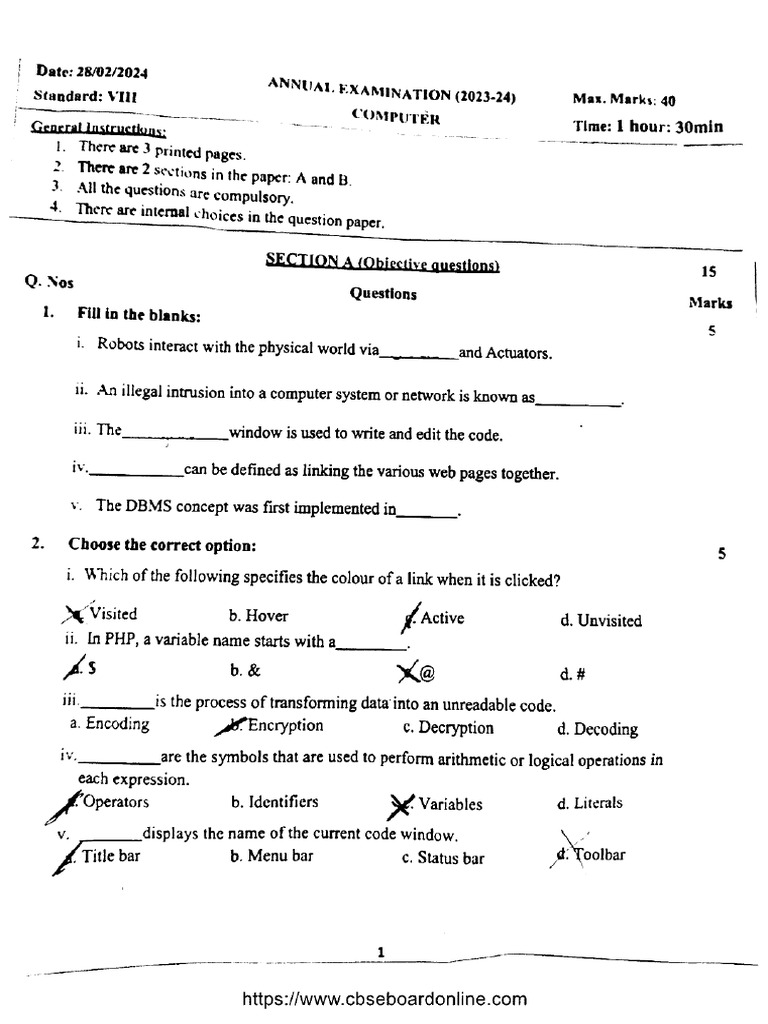 Pyq Cbse Computer | PDF