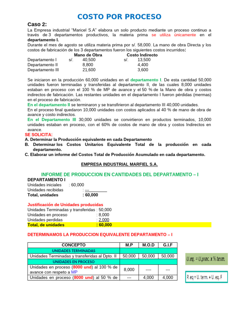 S13.s1 - Resueltos - COSTO POR PROCESO - Ejemplo | PDF | Producción y fabricación