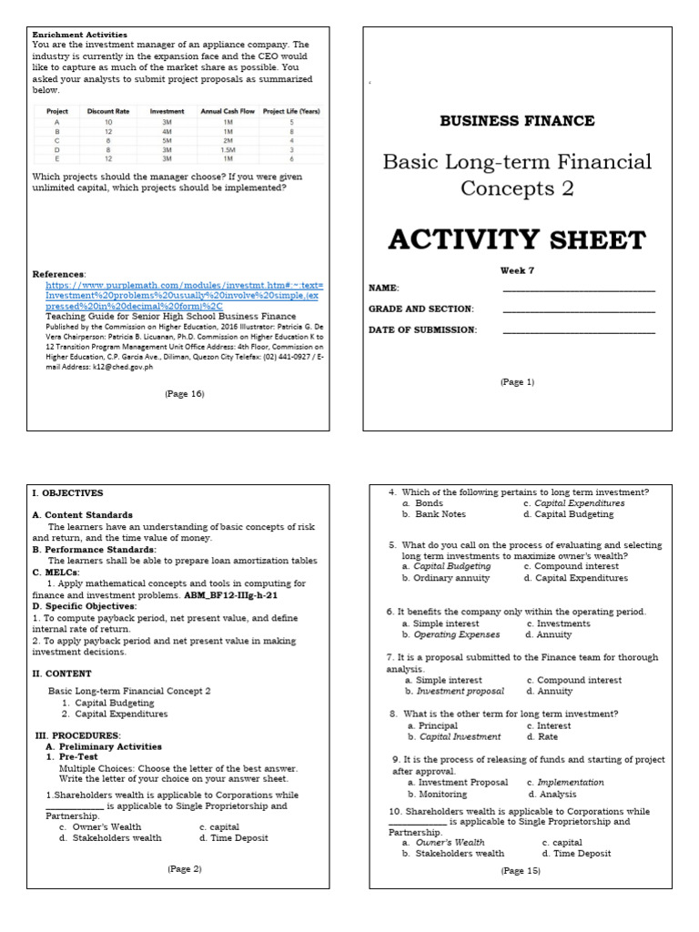 Qtr4 Wk7 Basic Long Term Financial Concepts Part 2 | PDF | Internal Rate Of Return | Net Present ...