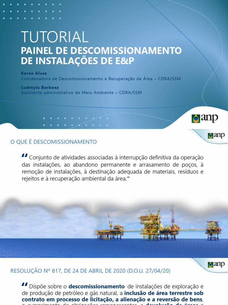 Apresentacao Tutorial Painel Descomissionamento | PDF | Tempo