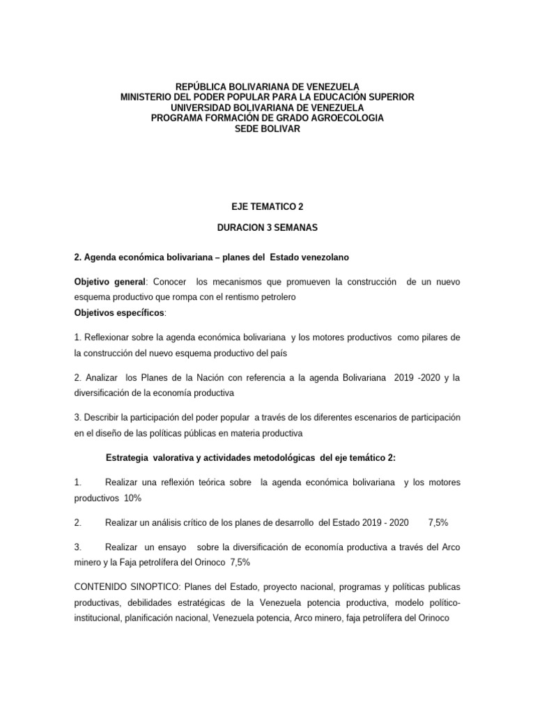 Agenda Económica Bolivariana | PDF | Negocios | Ciencias sociales