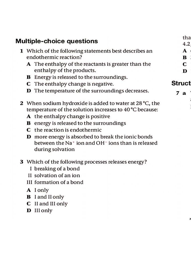 CSEC Chemistry Energetics Worksheet | PDF