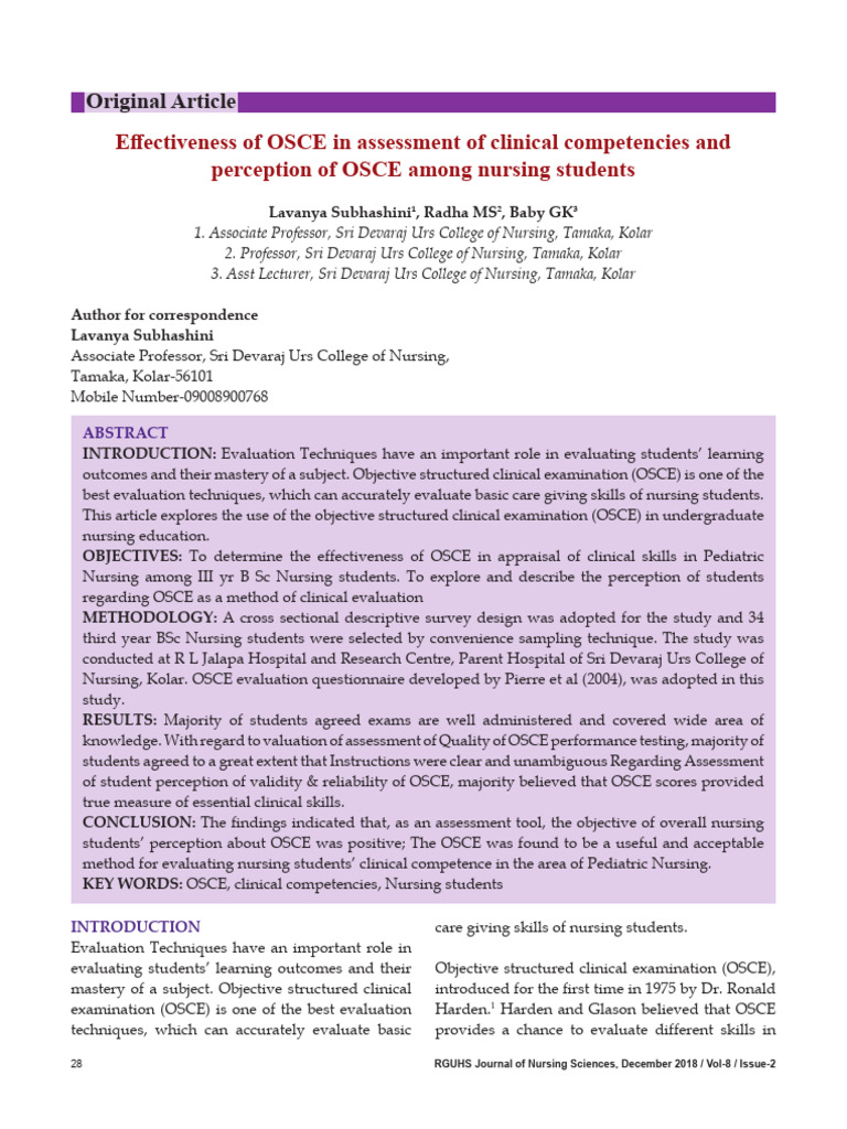 OSCE's Role in Nursing Education | PDF | Educational Assessment | Nursing
