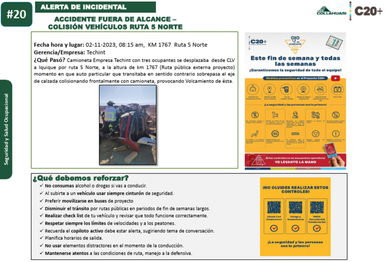Alerta Incidental #20 (103) - Choque Con Volcamiento Techint - Fuera de ...