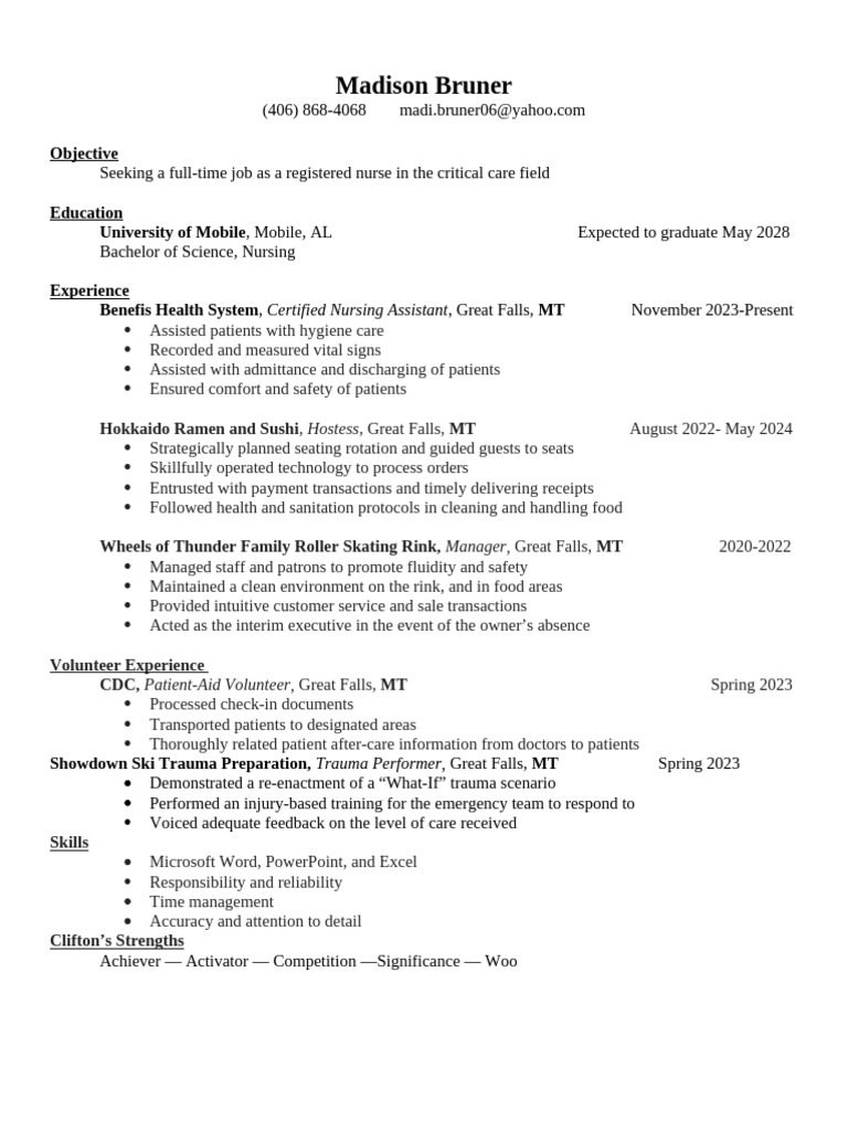 Madison Bruner Resume | PDF