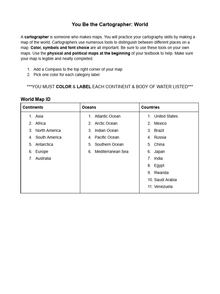 WSII You Be The Cartographer Directions | PDF