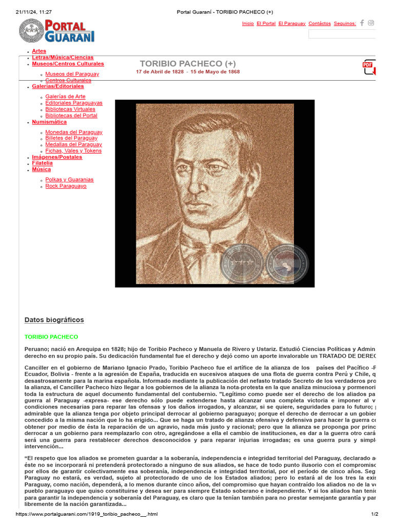 Toribio Pacheco (+) | PDF | Paraguay | Nación