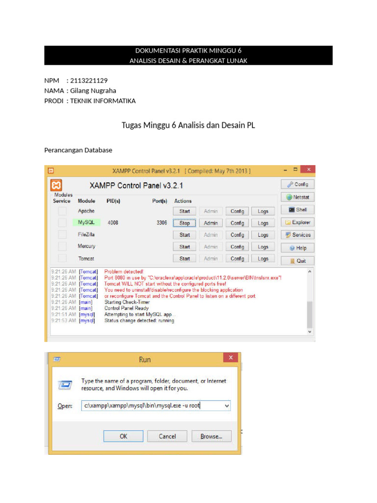 Template Dokumentasi Minggu 6-Perancangan Database | PDF | Teknologi & Rekayasa