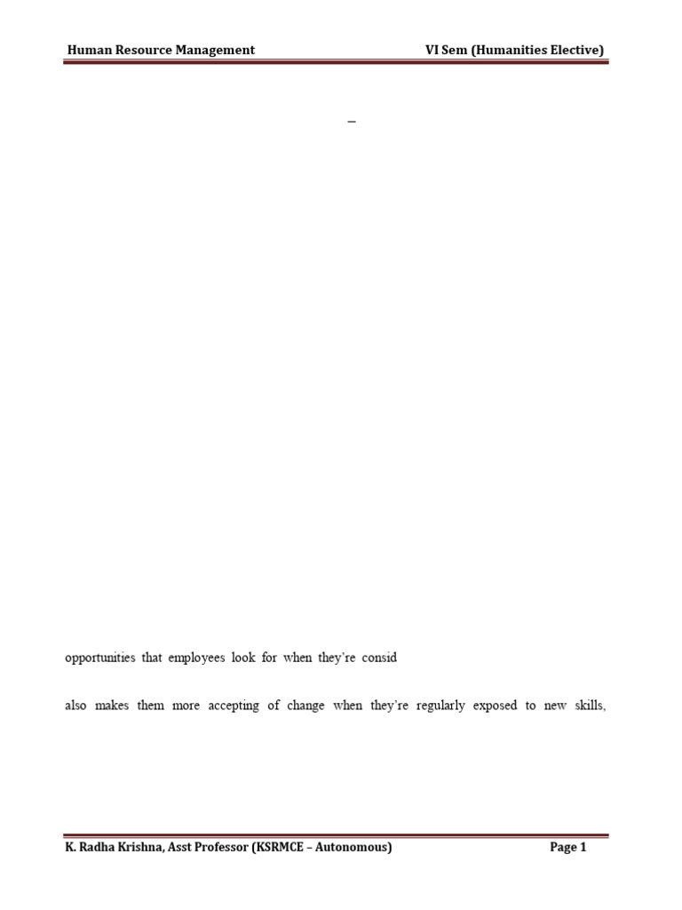 HRD Unit - 1 | PDF | Human Resource Management | Human Resources