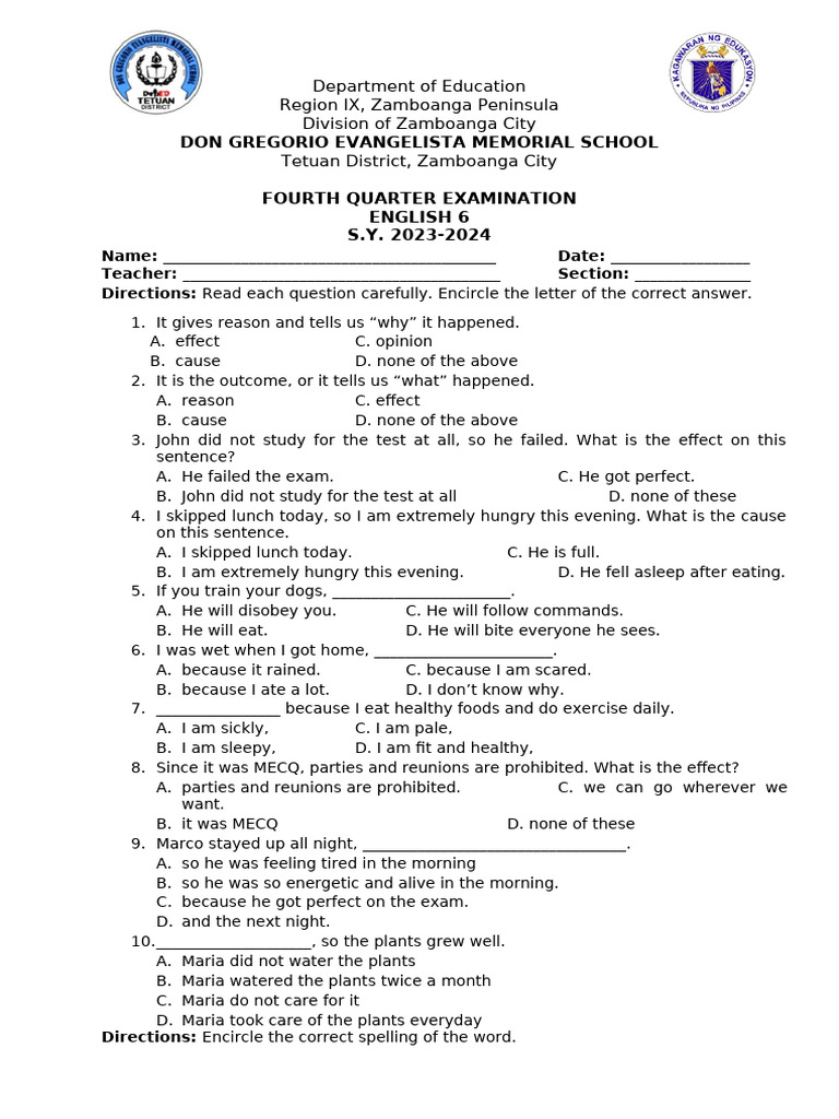 4TH Periodical Test | PDF