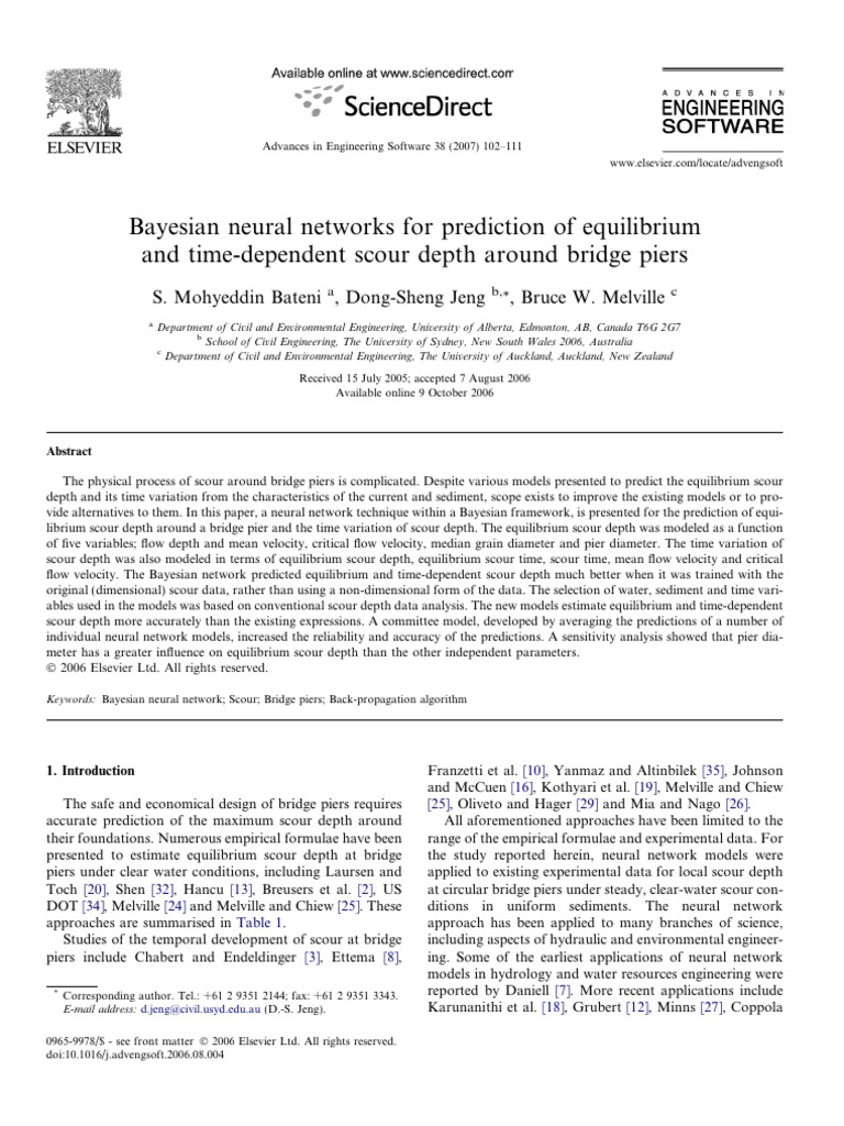 Bayesian Neural Networks For Prediction of Equilibrium and Time-Dependent Scour Depth Around ...