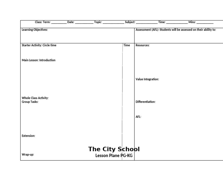 Early Childhood Lesson Plan Template | PDF
