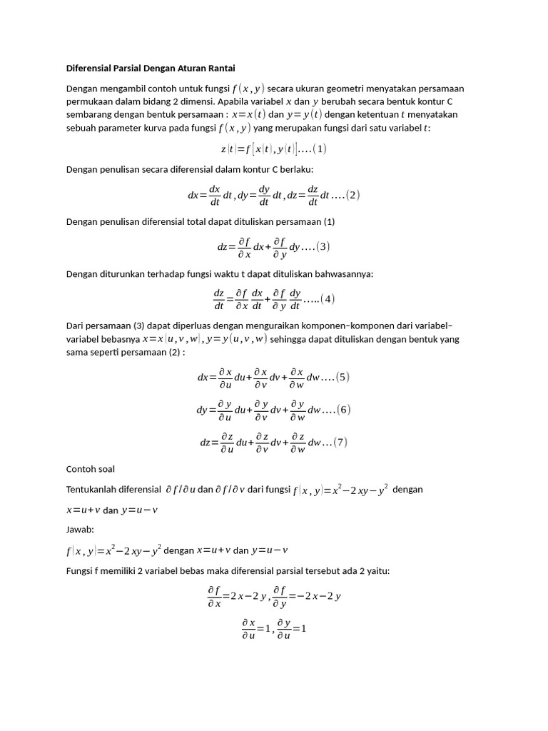 Diferensial Parsial Dengan Aturan Rantai | PDF