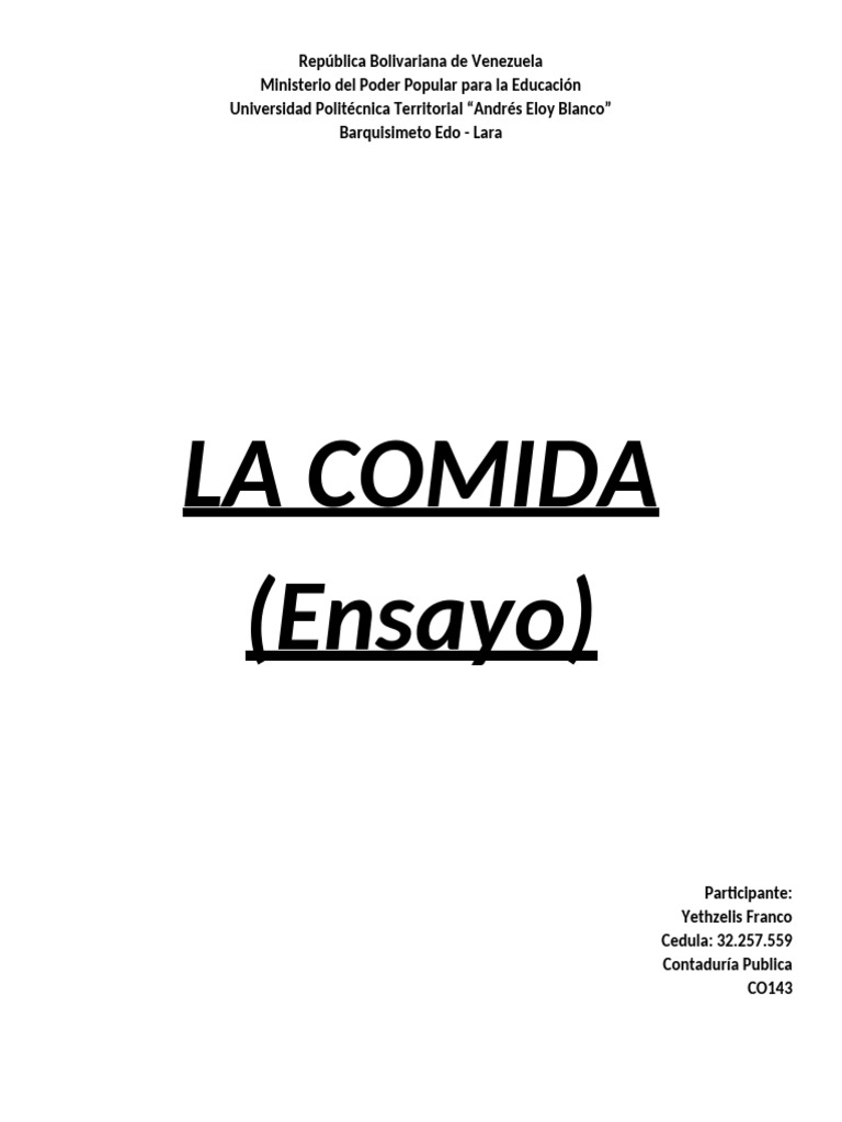 La Comida: Cultura y Sostenibilidad | PDF