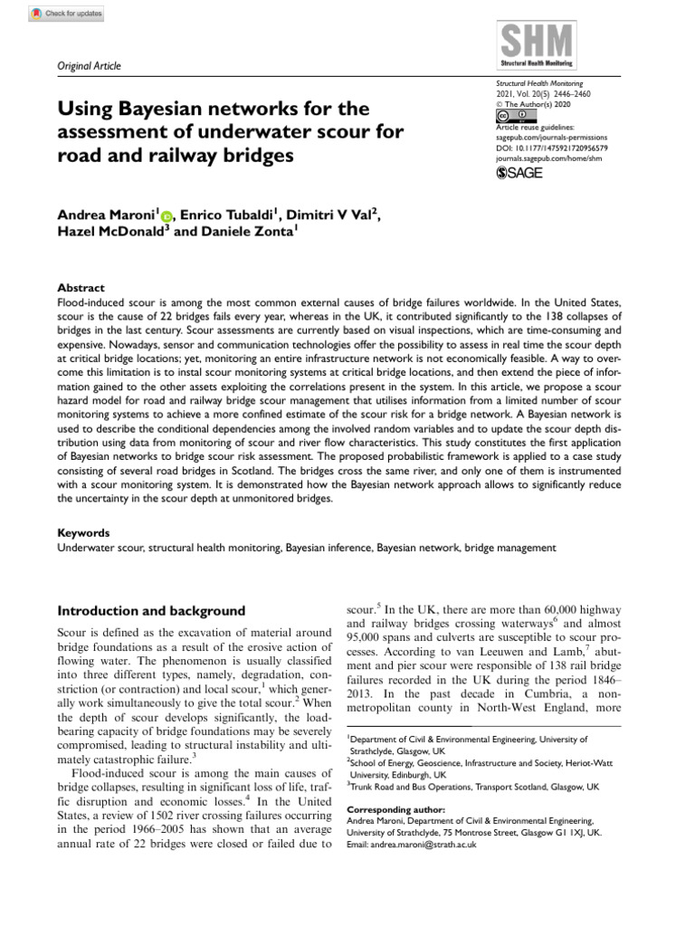 Using Bayesian Networks For The Assessment of Underwater Scour For Road and Railway Bridges ...