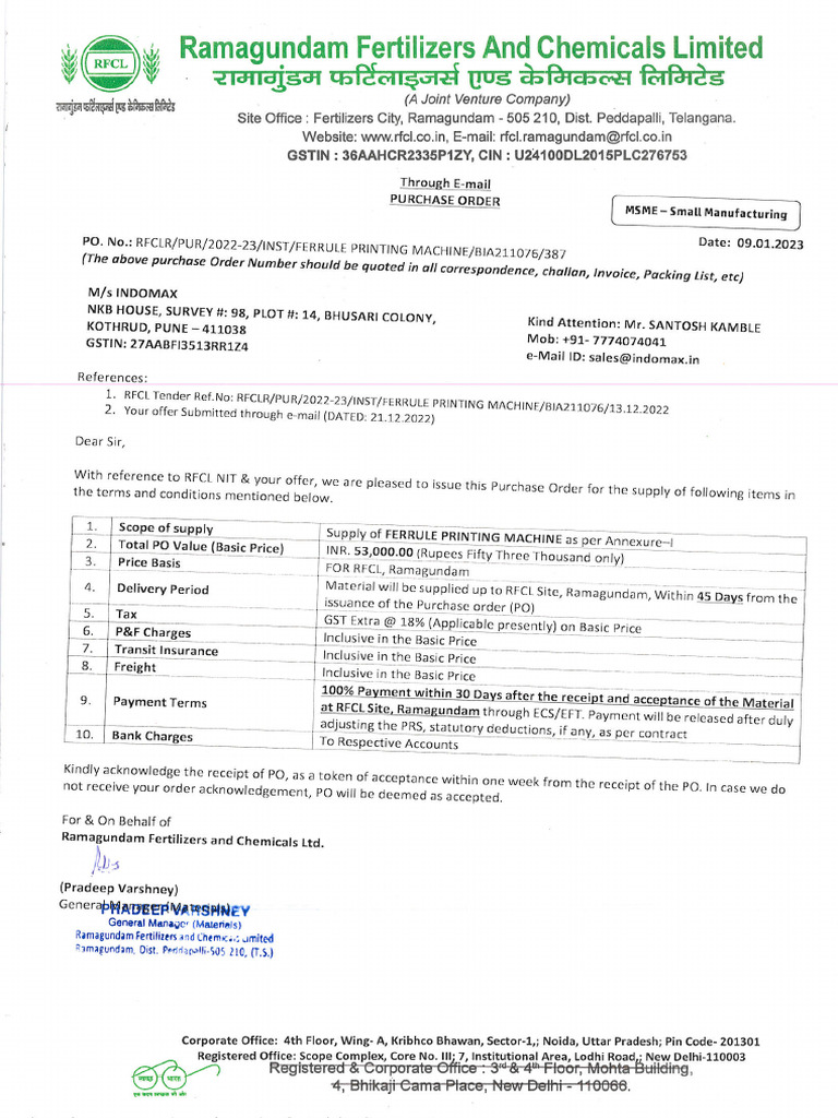 7.PO 387 INDOMAX BIA211076 - Ferrul Printing Machine | PDF