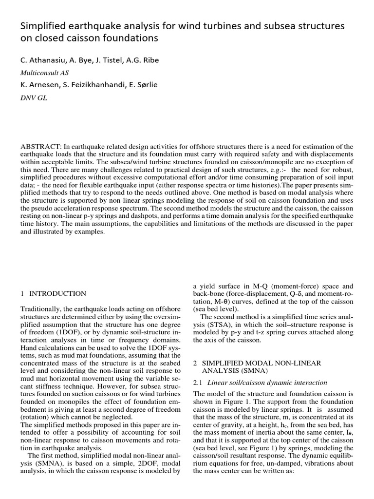 Simplified Earthquake Analysis For Wind | PDF | Deep Foundation ...