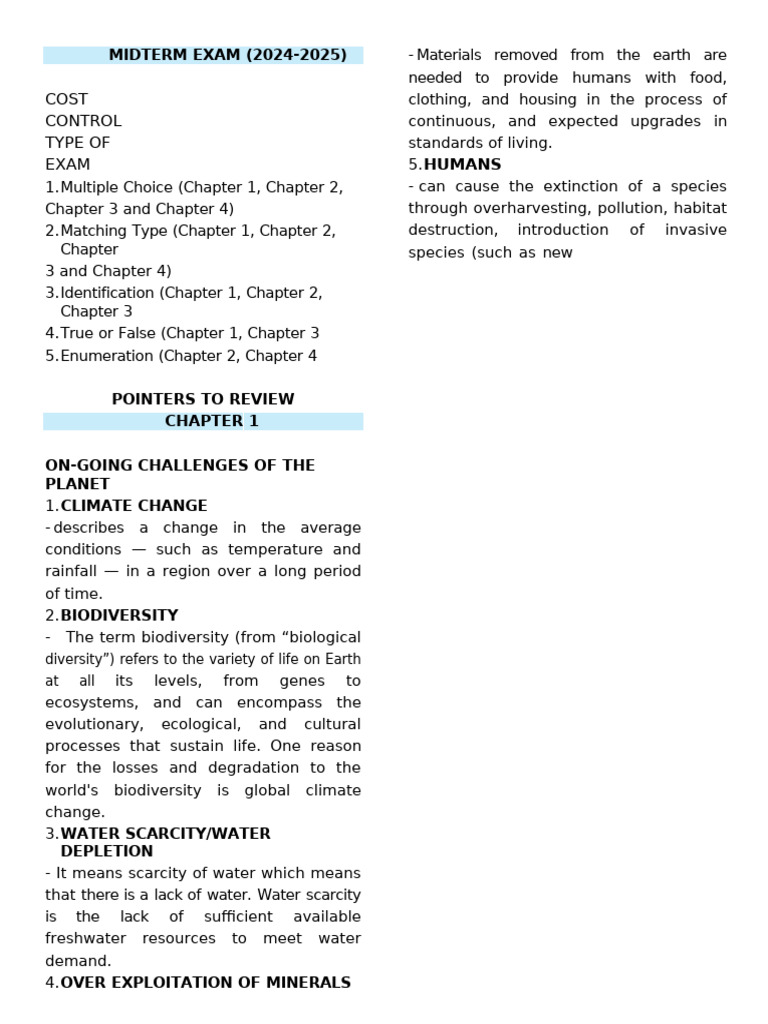 BSHM 121 Reviewer | PDF | Recycling | Biodiversity