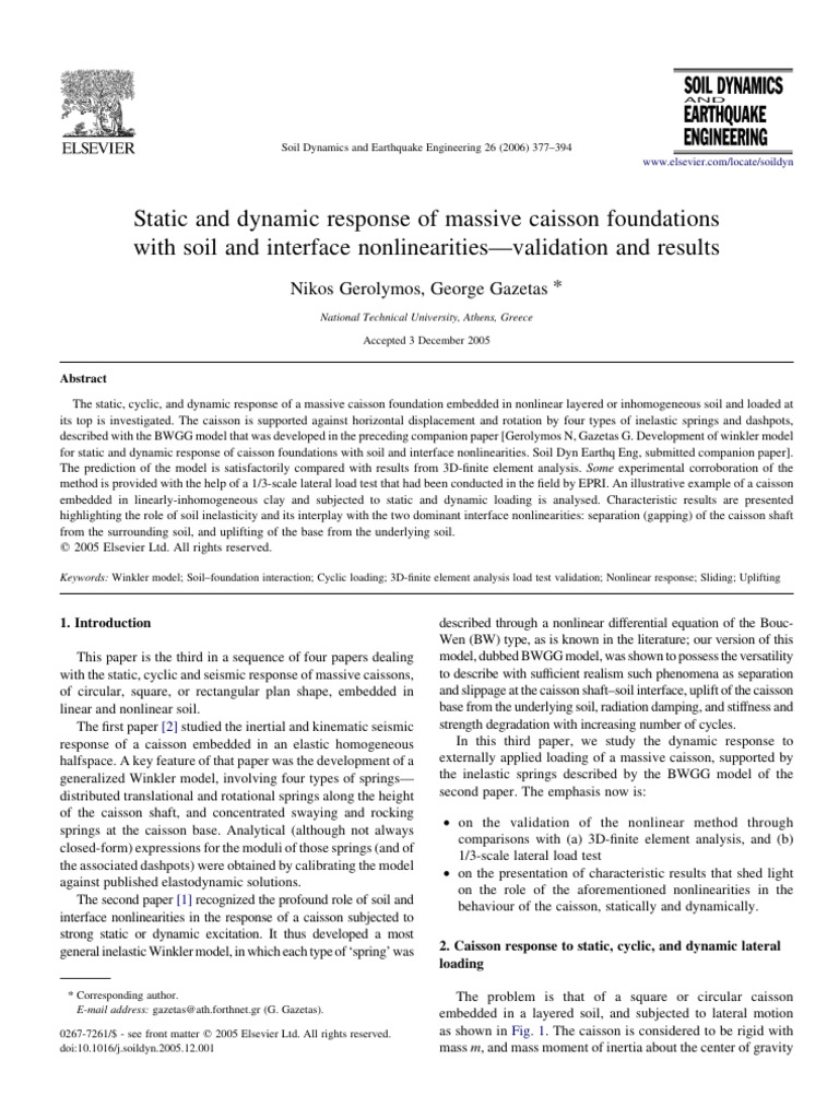 Static and Dynamic Response of Massive C | PDF | Force | Plasticity ...