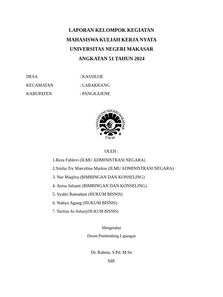 Laporan Kelompok Kegiatan KKN | PDF | Ilmu Sosial