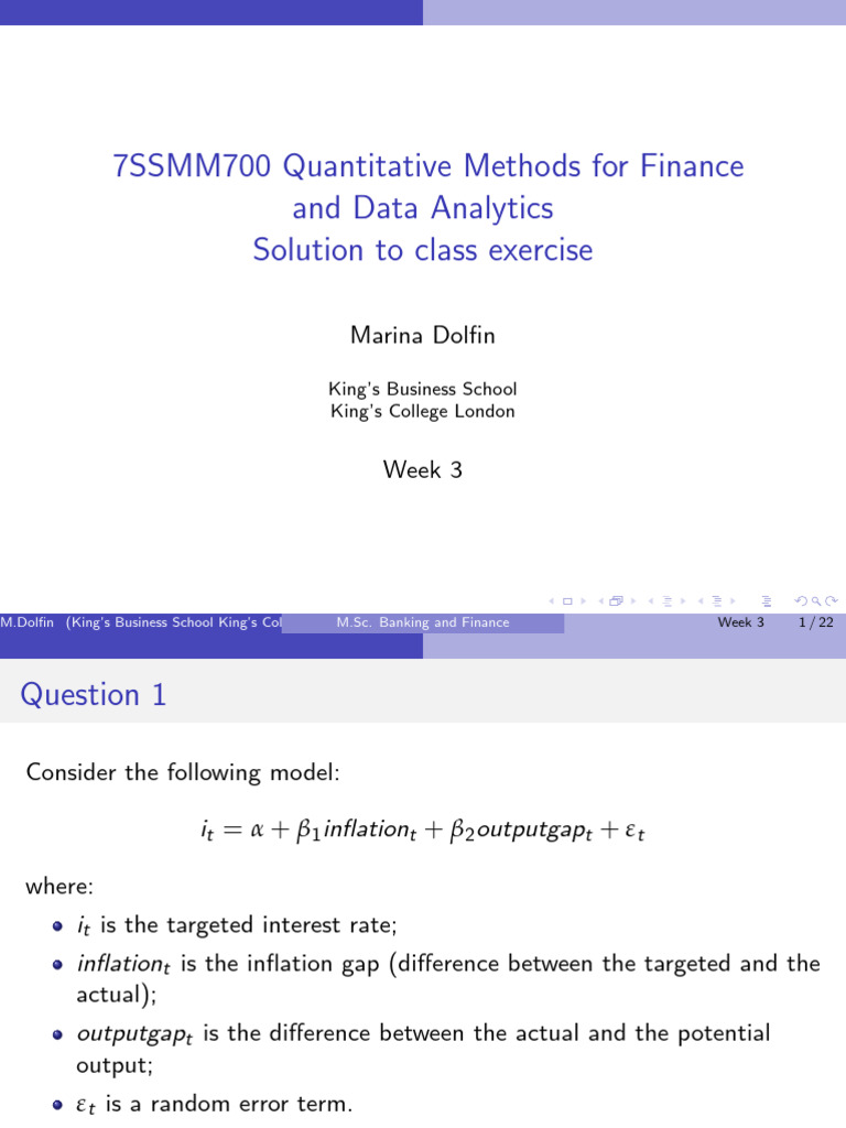 7SSMM700 Tutorial 3 Solutions | PDF | F Test | Statistical Significance