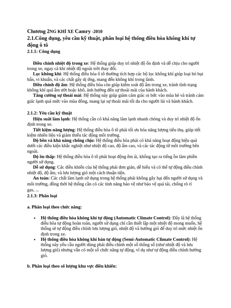 Chương 2NG KHÍ XE Camry | PDF
