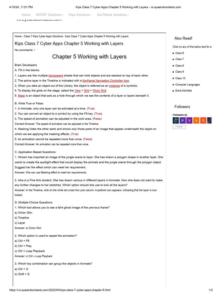 Kips Class 7 Cyber Apps Chapter 5 Working With Layers | PDF | Menu (Computing) | Software