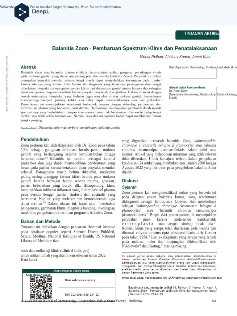 Zoon Balanitis Trans | PDF