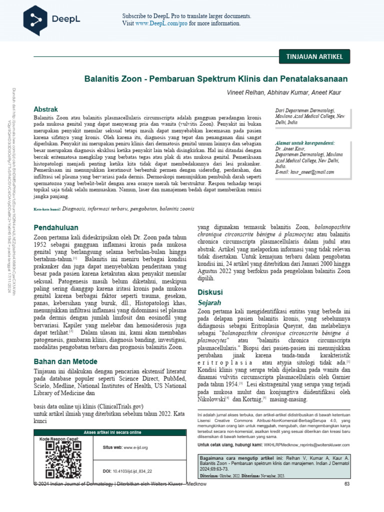 Zoon Balanitis Translate | PDF