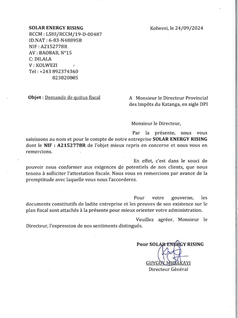 Demande Quitus Fiscal | PDF