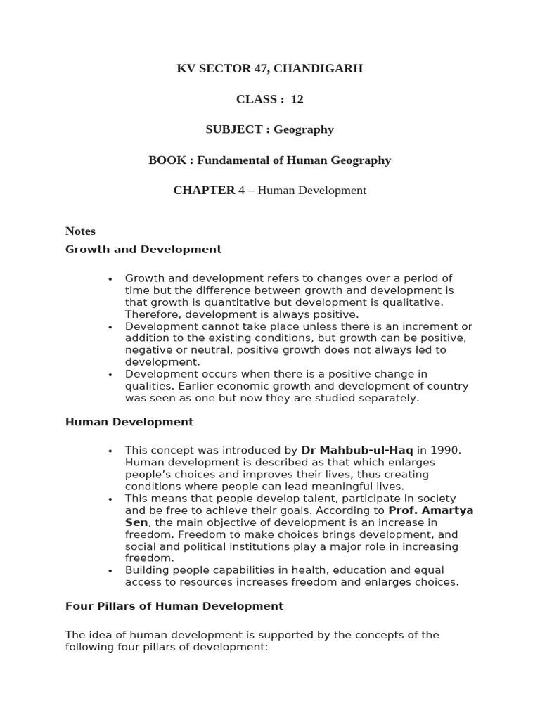 KV Sector 47, Chandigarh Class: 12 SUBJECT: Geography BOOK: Fundamental ...