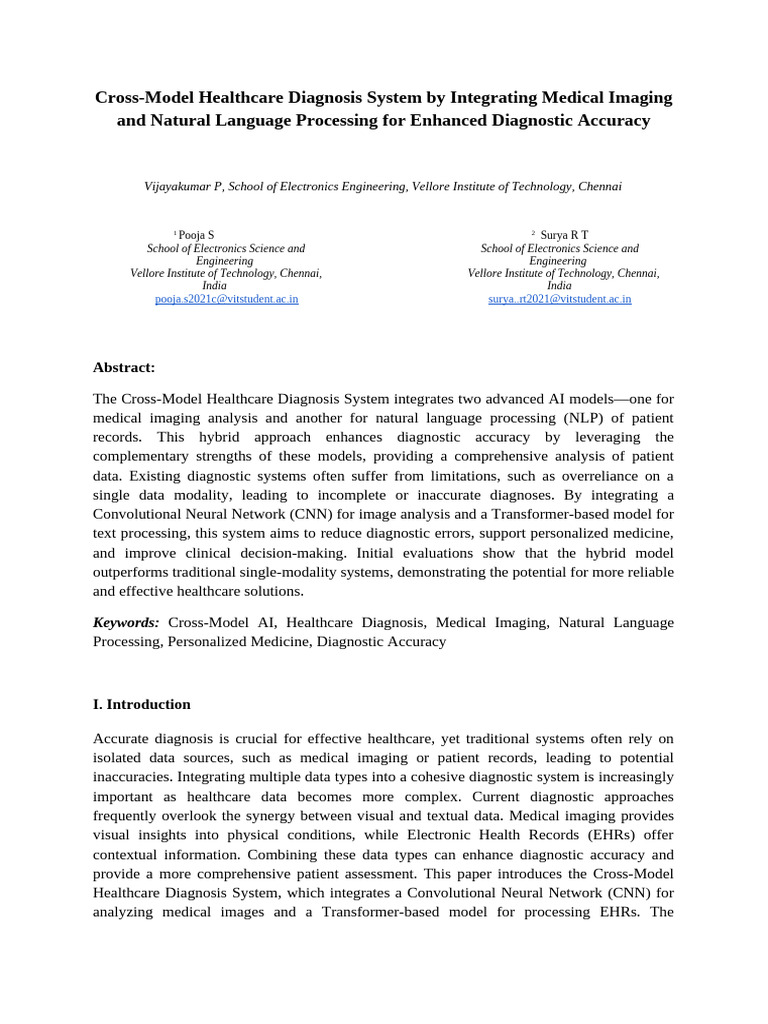 Cross-Model Healthcare Diagnosis System by Integrating Medical Imaging and Natural Language ...