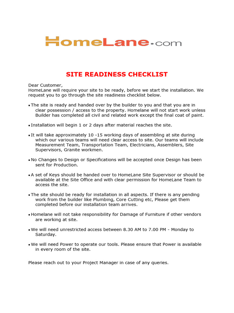 Site+Readiness+Checklist (1) 240703 120417 | PDF