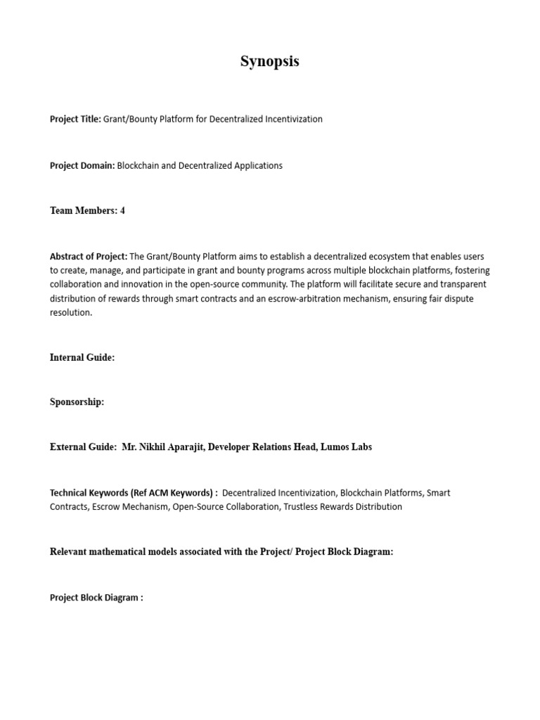 Grant - Bounty Platform Project - Synopsis | PDF | Computing | Information Technology