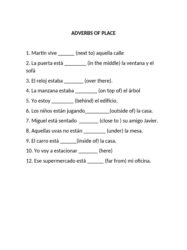Adverbs of Place | PDF