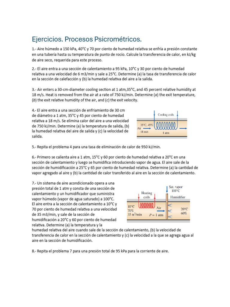 Ejercicios Procesos Psicrométricos | PDF