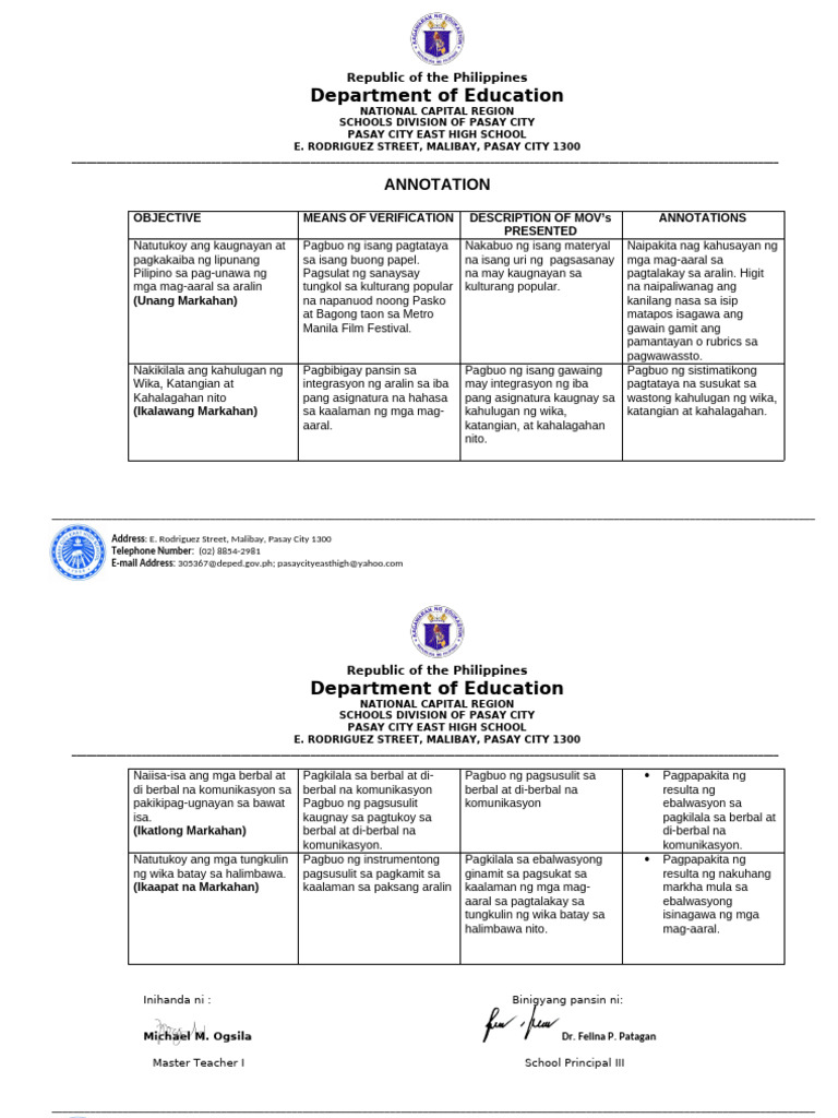 Filipino - ANNOTATION | PDF