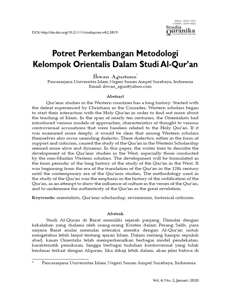 Metodologi Orientalis dalam Studi Al-Qur’an | PDF