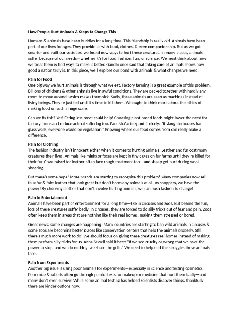 How People Hurt Animals Final 1 | PDF | Zoo | Animal Testing