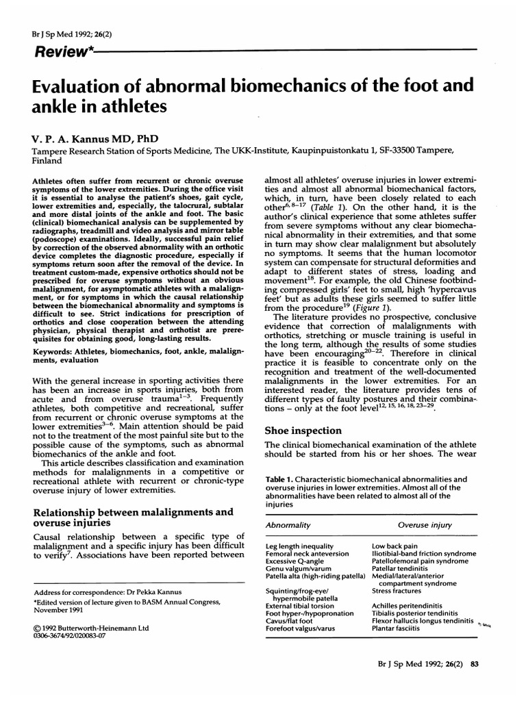 Evaluation of Abnormal Biomechanics of The Foot and | PDF | Foot | Ankle