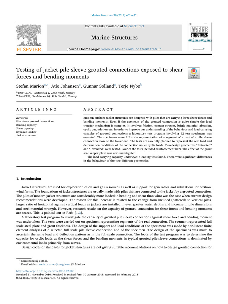 Testing of Jacket Pile Sleeve Grouted Co | PDF | Deep Foundation | Bending