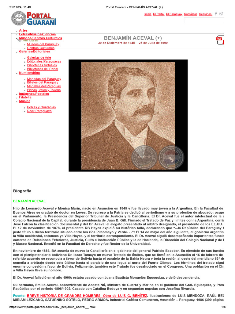 Portal Guaraní - BENJAMÍN ACEVAL (+) | PDF | Paraguay | Agricultura