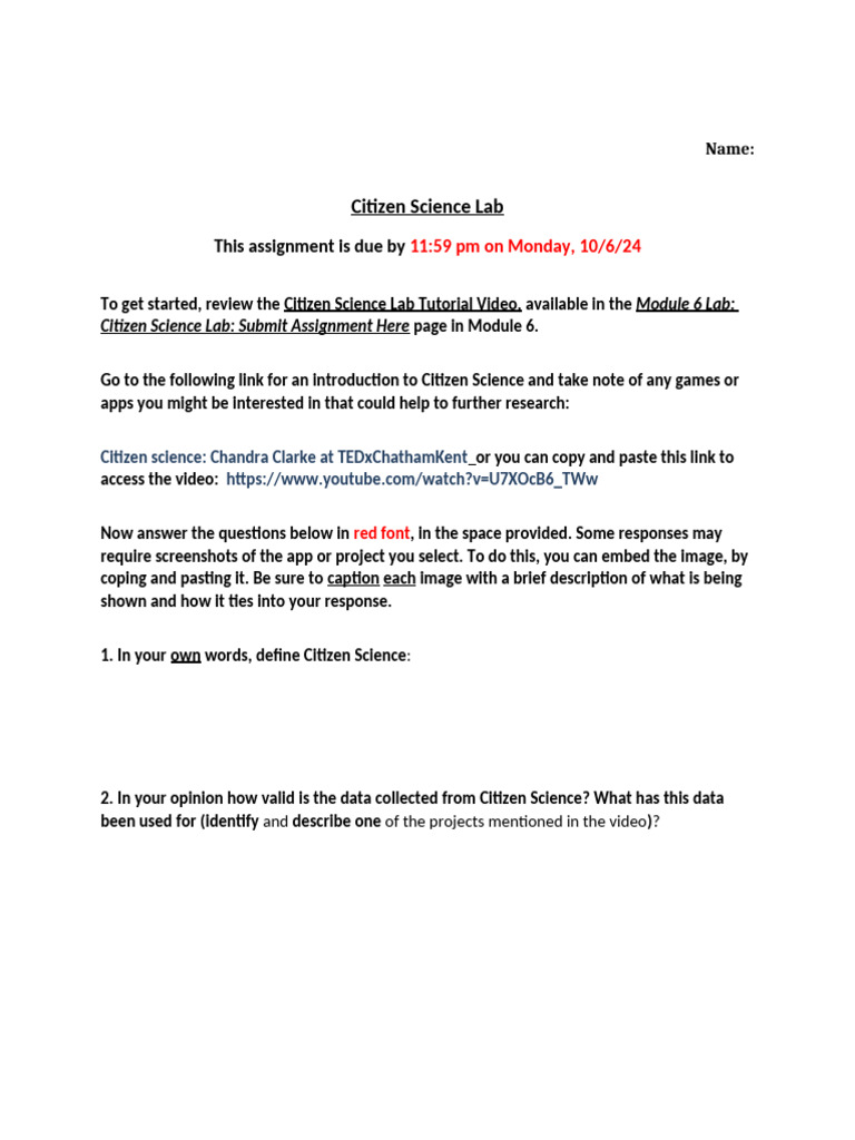 Citizen Science Lab Data Sheet F24 | PDF | Computing