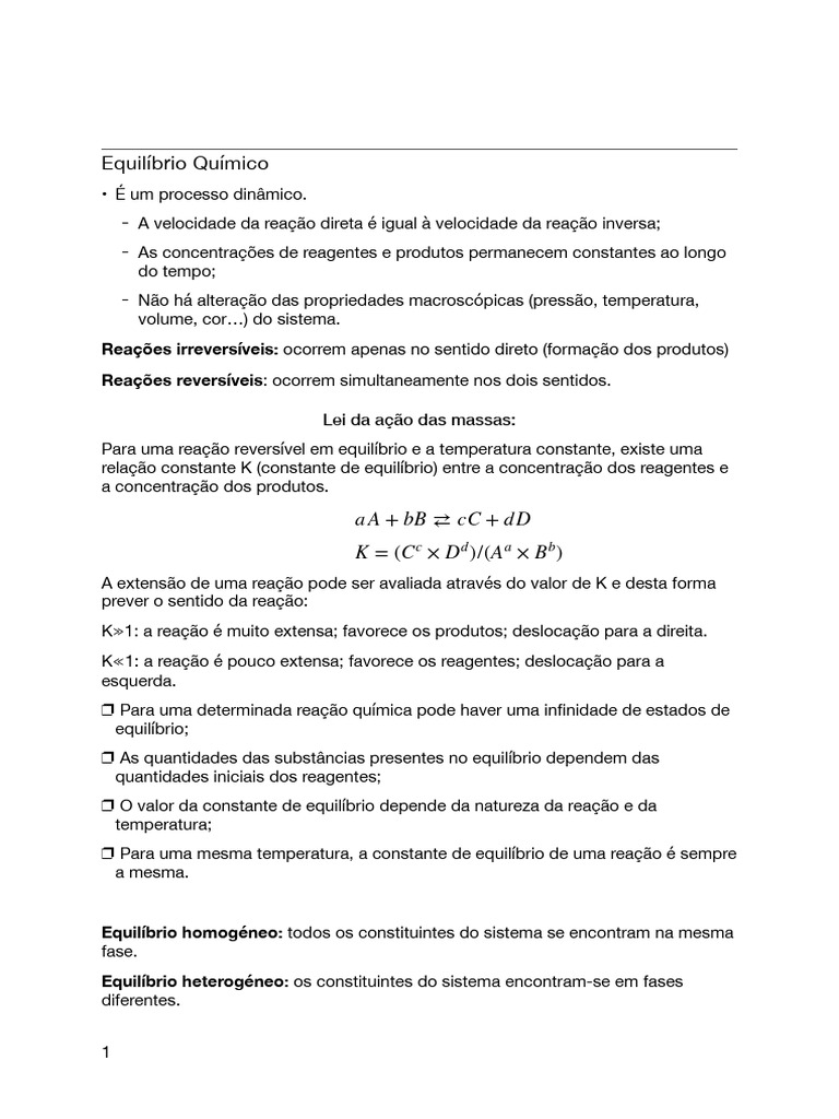 Quimica PT2 | PDF | Equilíbrio químico | Ácido